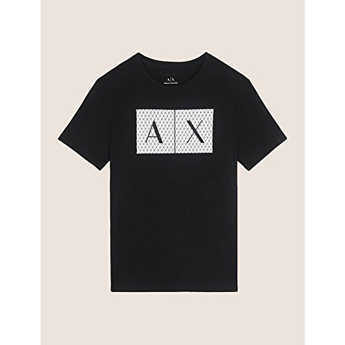 A|X ARMANI EXCHANGE mens Crew Neck Logo Tee T Shirt, Grid Logo Black, Small US