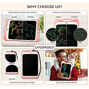 Jasonwell Kids Drawing Pad Doodle Board 12'' Colorful Toddler Scribbler Board Erasable LCD Writing Tablet Light Drawing Board Educational Learning Toys Gift for 2 3 4 5 6 7 8 Year Old Girls Boys