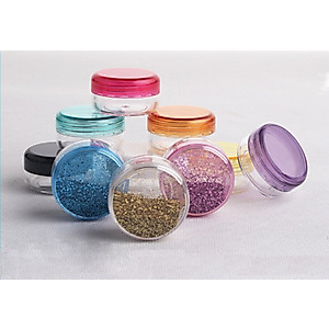 yueton?10 Empty Clear Boday Multi Color Top Lid Plastic Sample Containers 5 Gram Size Cosmetic Containers Pot Jars Eyshadow Container Lot