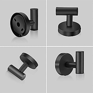 szhdxsy 5 Pack Bath Towel Hooks Hook Matte Black, 304 Stainless Steel Shower Towel Holder, Kitchen Towel Hanger, Round Robe Hook for Wall Heavy Duty Coat Hook for Bathroom Wall Mounted(Black)
