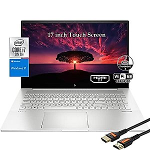 HP Envy Laptop 12th Gen Intel i7-1255U 10Core, 17inch Touch Screen Full HD IPS 300Nits 100%sRGB, Backlight Keyboard, Thunderbolt 4 Type-C, Wi-Fi 6E, Windows 11, HDMI Cable (32GB RAM | 1TB PCIe SSD)