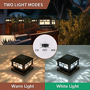 POWGDLT Solar Post Cap Lights Bronze Fence Deck Post Light Solar Powered Fit 3.5x3.5 4x4 5x5 Wooden Posts 8 Packs
