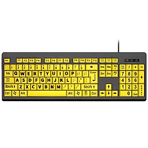 Adadmei Large Print Computer Keyboard, Wired USB High Contrast Keyboard, Oversized Big Letters Keyboard for Visually Impaired Low Vision Individuals, Seniors, Students, Computer Beginners