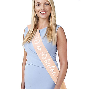 HOWAF Rose Gold 60th Birthday Sash, 60 and Fabulous Birthday Satin Sash for 60th Birthday Decorations Women 60 Birthday Gift Party Accessories, One Size