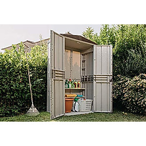 Toomax High Storer Plus Tool Shed 1.670L, Dim. cm 130x75.6x218.4h, Taupe/Brown