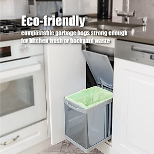 POWERTEC Compostable Bags, 13 Gallon (49.2 Liter), 50 Count, Extra Thick 0.85 Mil Kitchen Scrap Waste Bag, ASTM D6400 US BPI & European OK Compost Home Certified, Biodegradable Yard Waste Trash Bag