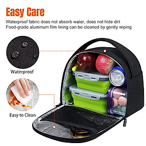 Gloppie Lunch Box Insulated Lunch Bag Women Men Lunch Cooler Bags Black Lunch Tote Bag for Bento Box Lunch Containers Adult Lunchbox Lunchbag Work Office Picnic