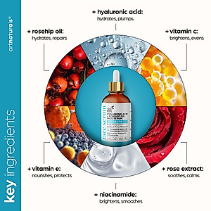 ArtNaturals Hyaluronic Acid Serum (4 Fl Oz / 118ml) - Anti- Aging Facial Serum, Natural Moisturizer w/Vitamin C Serum & Vitamin E - for Skin Care - Reduce Wrinkles & Dark Spots for Brightening Face