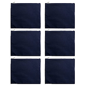 Muka 6 Pack Navy Canvas Cosmetic Bag 9-1/2 x 8 Inches Pencil Zipper Pouch