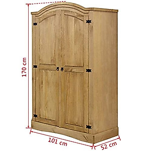 vidaXL Wardrobe Mexican Pine Corona Range w/ 2 Doors Organizer Closet Cabinet