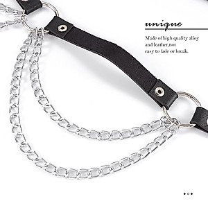 Nicute Punk Leather Belt Chains Black Waist Belt Chain Multilayered Tassel Goth Body Accessories for Women and Girls (3)