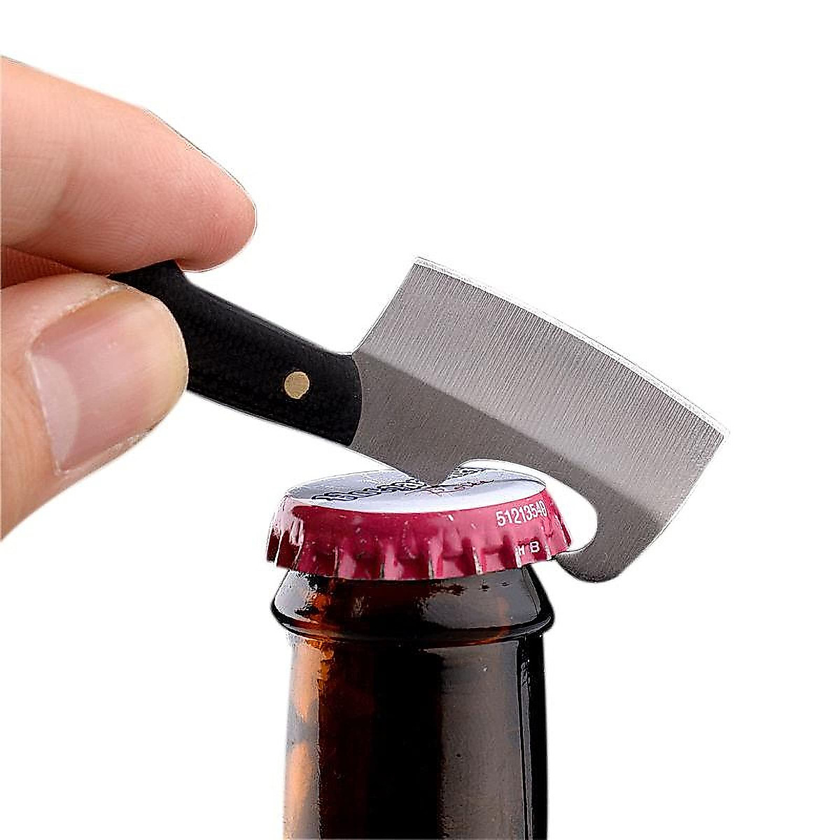 Woonsoon Multi-function Bottle Opener Mini Pocket Knife with Case, Portable Handmade Men's Novelty Keychain Outdoor Utility Camping Rescue Tools,Pack of 2