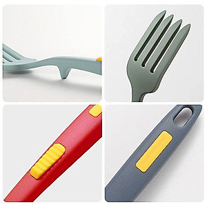 1 Pc Silicone Salad Forks Flexible Dessert Pasta Fruit Cooking Utensils Multi-function Spaghetti Server Whisking Serving Kitchen Tools(black)