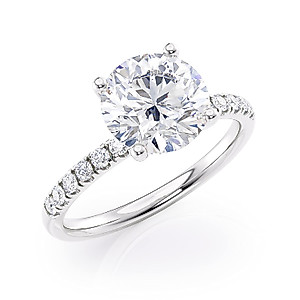 Beverly Hills Jewelers 2 Carat Moissanite Engagement Ring with 1/3 Carat Round Natural Diamond in 14K White Gold (G-H/VS, G-H/SI, cttw, DEW) for Women Size 6.5