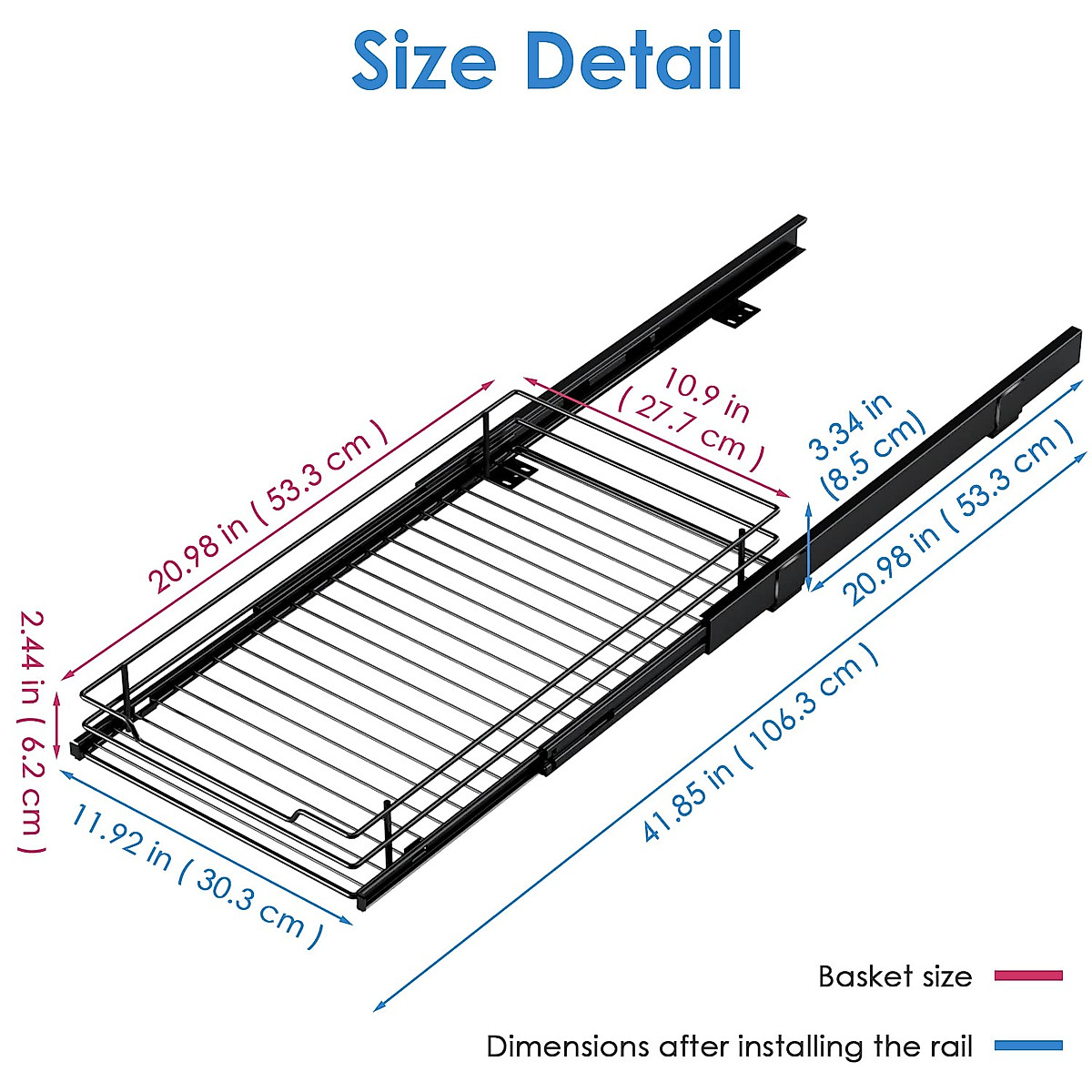 G-TING Pull Out Cabinet Organizer, Heavy Duty Slide Out Pantry Shelves Sliding Drawer Storage for Home, Kitchen, Bathroom, 12.44" W x 16.54" D, Request at Least 13 inch Cabinet Opening(Black)