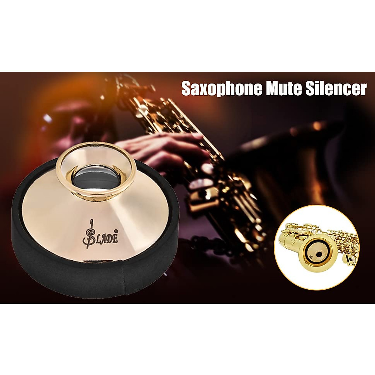Sax Mute Lightweight Dampener Mute Saxophone Practice Noise Remove Music Instrument Part for Saxophone(Gold)