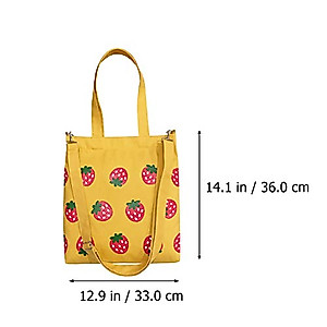 Amosfun hobo Bag Crossbody 1 Pc Canvas Bag Strawberry Printed Woman Crossbody Bag Shoulder Bag (Yellow)