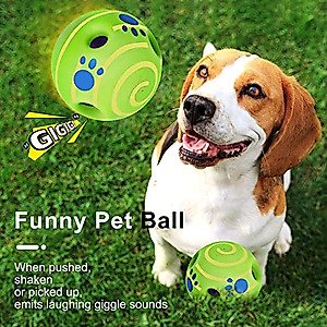 Dikeiuta Wobble Giggle Dog Ball, Interactive Chew Wobble Wag Giggle Ball for Dogs with Funny Sounds, Squeaky Dog Toys Ball for Relieve Anxiety, Grinding Teeth, Gifts for Dogs-5.51''(Large)