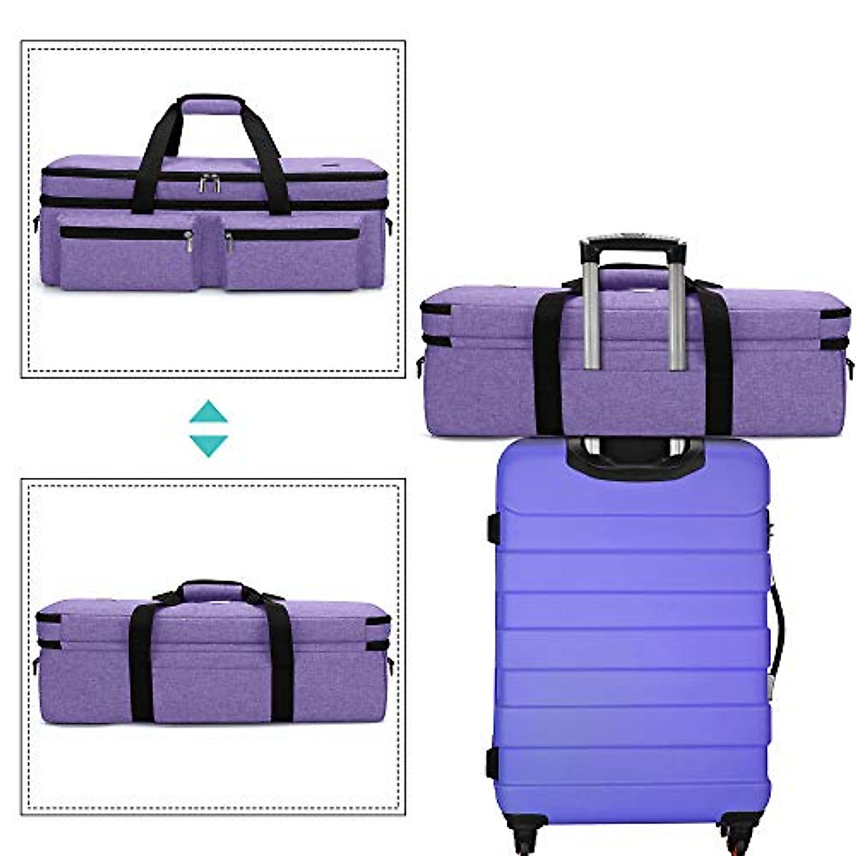 LUXJA Double-layer Bag Compatible with Cricut Explore Air (Air2) and Maker, Carrying Bag Compatible with Cricut Die-Cut Machine and Supplies (Bag Only, Patent Design), Purple