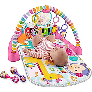 Fisher Price Baby Gift Set Deluxe Kick & Play Piano Gym & Maracas, Playmat & Musical Toy with Smart Stages Learning Content plus 2 Rattles (Amazon Exclusive)
