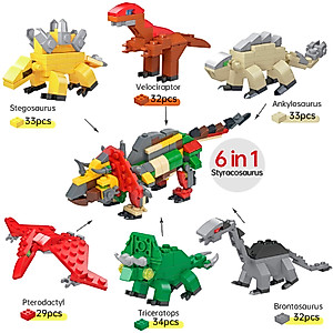 auryee 12PCS Pre Filled Easter Eggs Dinosaurs Party Favors Party Supplies Building Blocks Mini Animal Educational Toy Stacking Block Sets Science STEM Gift for Boys & Girls Kids Age 6+