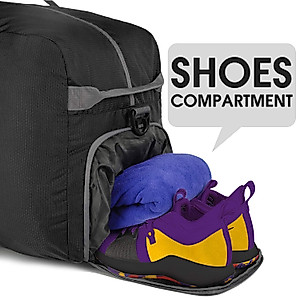 28" Foldable Duffle Bag 80L for Travel Gym Sports Lightweight Luggage Duffel By WANDF (28 inches (80 Liter), Black 28'')