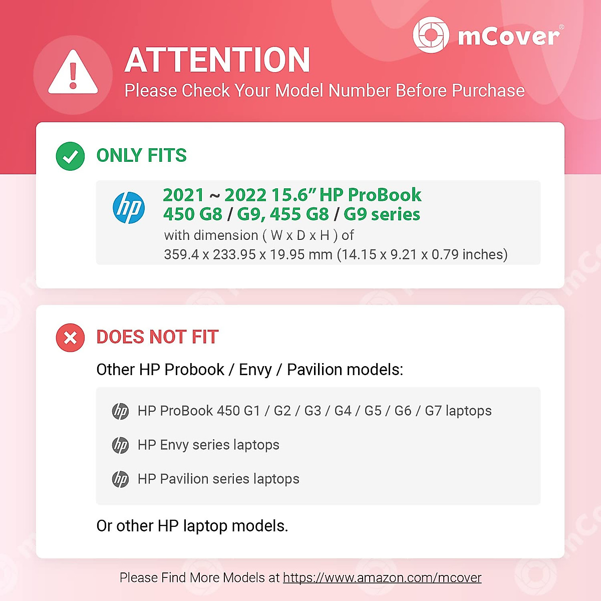 mCover Case Compatible ONLY for 2021～2024 15.6" HP ProBook 450 | 455 G8 / G9 / G10 Series Windows Notebook PC (NOT Fitting Other HP Models) - Purple