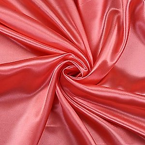 VDS Coral Fabric, 5 Yards Continuous, 45” Wide, Wedding Party Decoration Charmeuse Silky Sateen Bridal Dress DIY Crafts Fashion Scarf Costumes Lining Sewing Backdrop Arch Cloth
