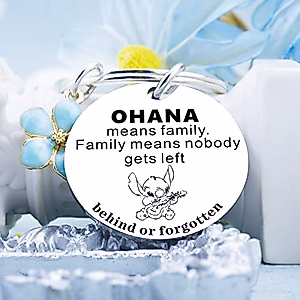 Stitch Gifts for Daughter Son Stich Birthday Gift Ohana Means Family Cute Keychains Gifts for Boys Girls Gift for Best Friend Stocking Stuffers for Teen Cartoon Accessories, Silver
