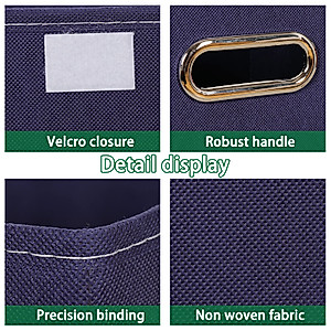 STOREONE Foldable Storage Bins Cubes Storage Organizer With Lid,Fabric Cube Storage Box With Handle,For Home Bedroom Office,Closet, Clothes, Toys,3 Pack,（Navy Blue