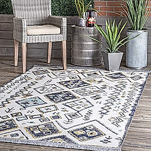nuLOOM Simone Moroccan Mural Fringed Indoor/Outdoor Area Rug, 5' x 8', Multi