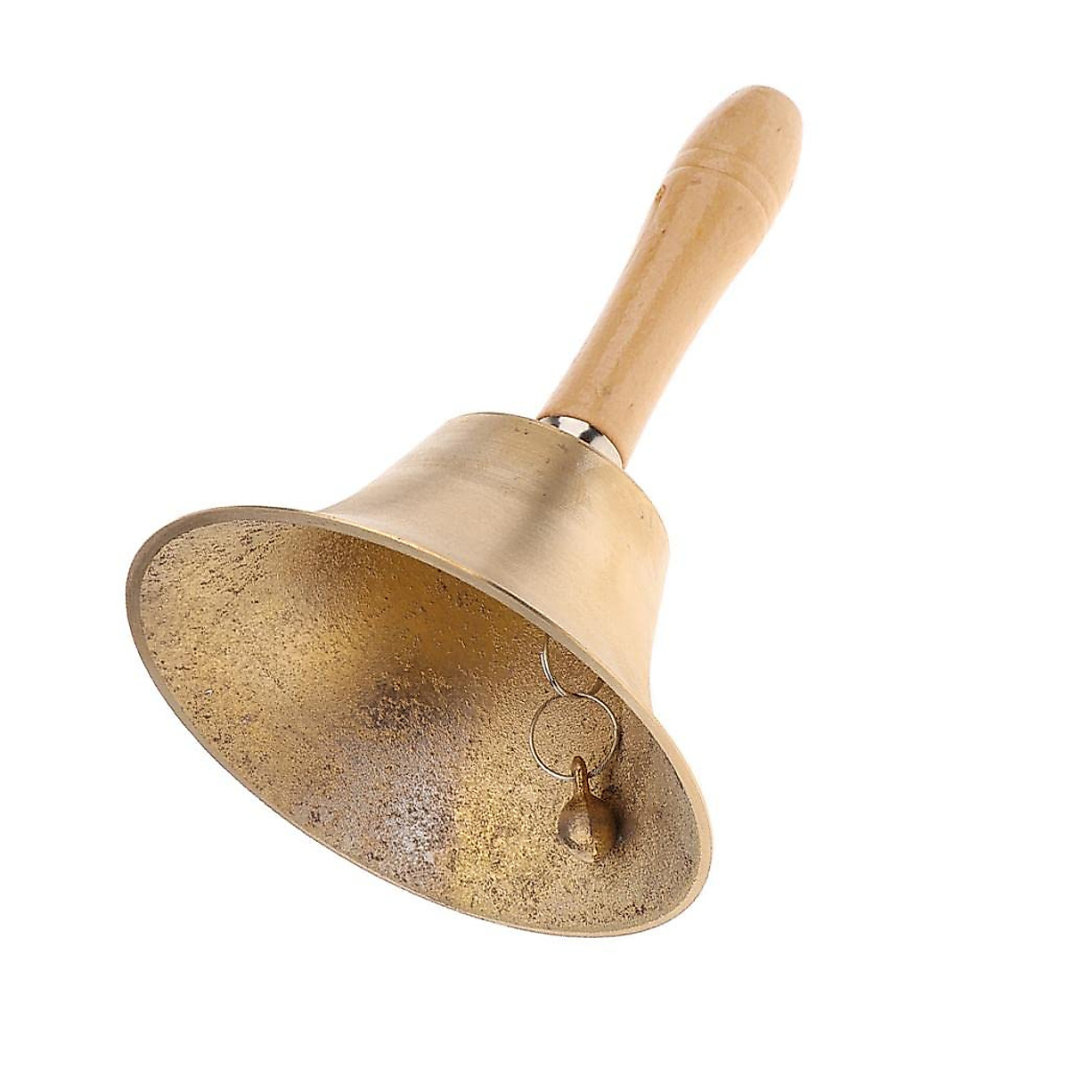 ＫＬＫＣＭＳ Exquisite Handmade Copper Hand Bell w/Wooden Handle Buddhist Handbell, 8 x 15cm