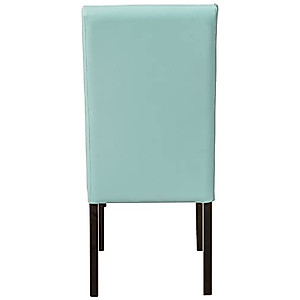 Christopher Knight Home Pertica T-Stitch Leather Dining Chairs, 2-Pcs Set, Teal Blue