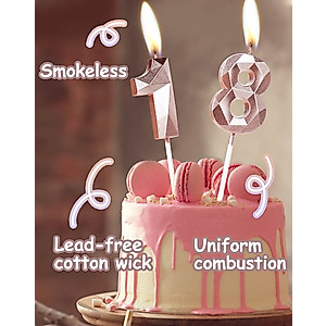 60th Birthday Candles,Number 60 Candles,Rose Gold Happy Birthday Candle for Cake,3D Design Cake Topper Decorations for Women Men Pet Birthday Party Wedding Anniversary Celebration Supplies