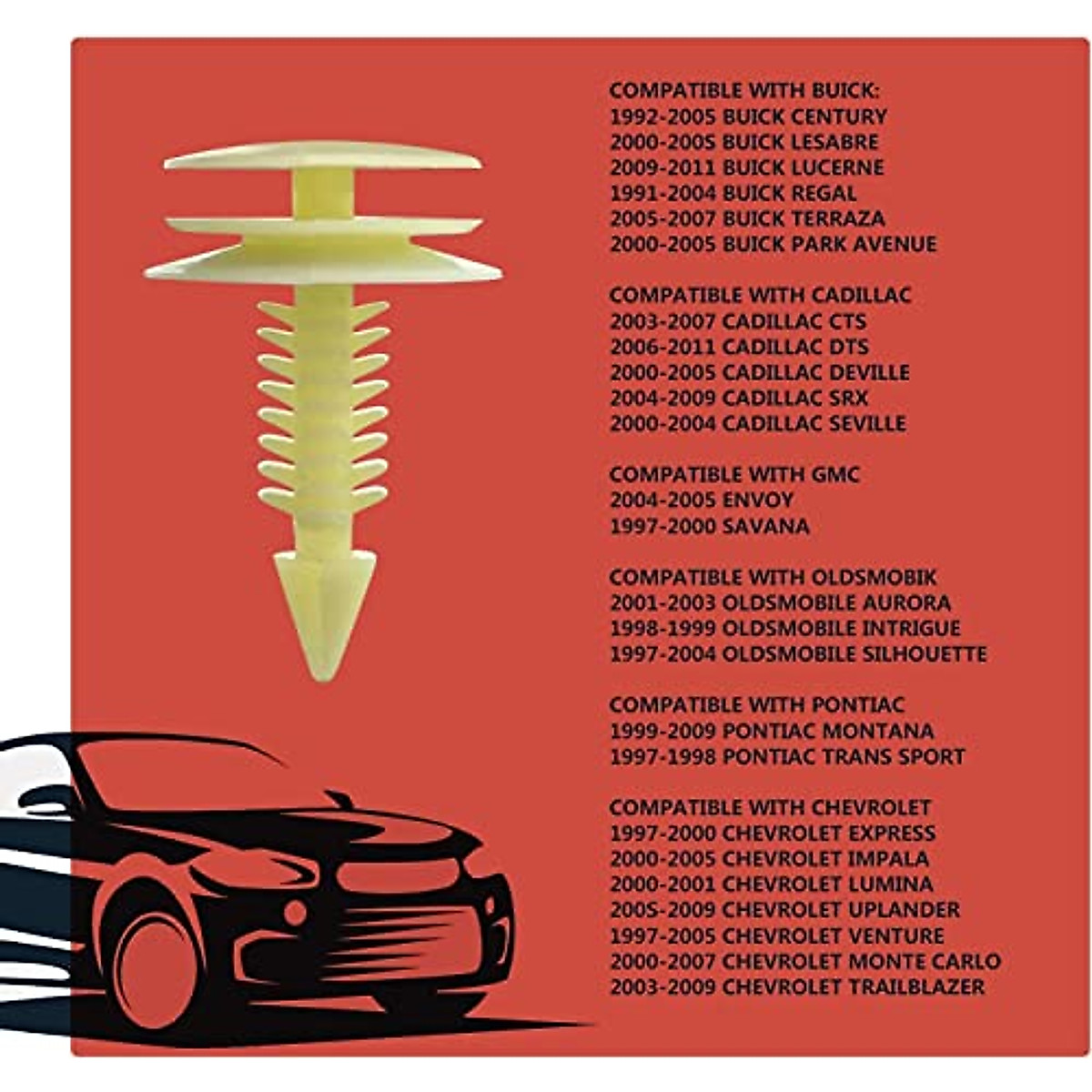 20pcs 8mm Hole Door Trim Panel Retainer Trimming Fasteners Compatible with GM Chevy Buick GMC Jimmy Pontiac 10153057