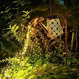 BALGELI Outdoor Solar Garden Lights Decor, Waterproof Watering Can Landscape Lights with Led, Retro Metal Kettle String Lights - Porch Pathway Yard Deck Lawn Patio Walkway Lighting Decorative Lantern