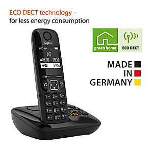 Gigaset A694A Trio - Three Cordless Phones - answering Machine - Caller ID - high Contrast Display - Brilliant Voice Quality HSP - Long Standby time 180 Hours - Made in Germany, Black