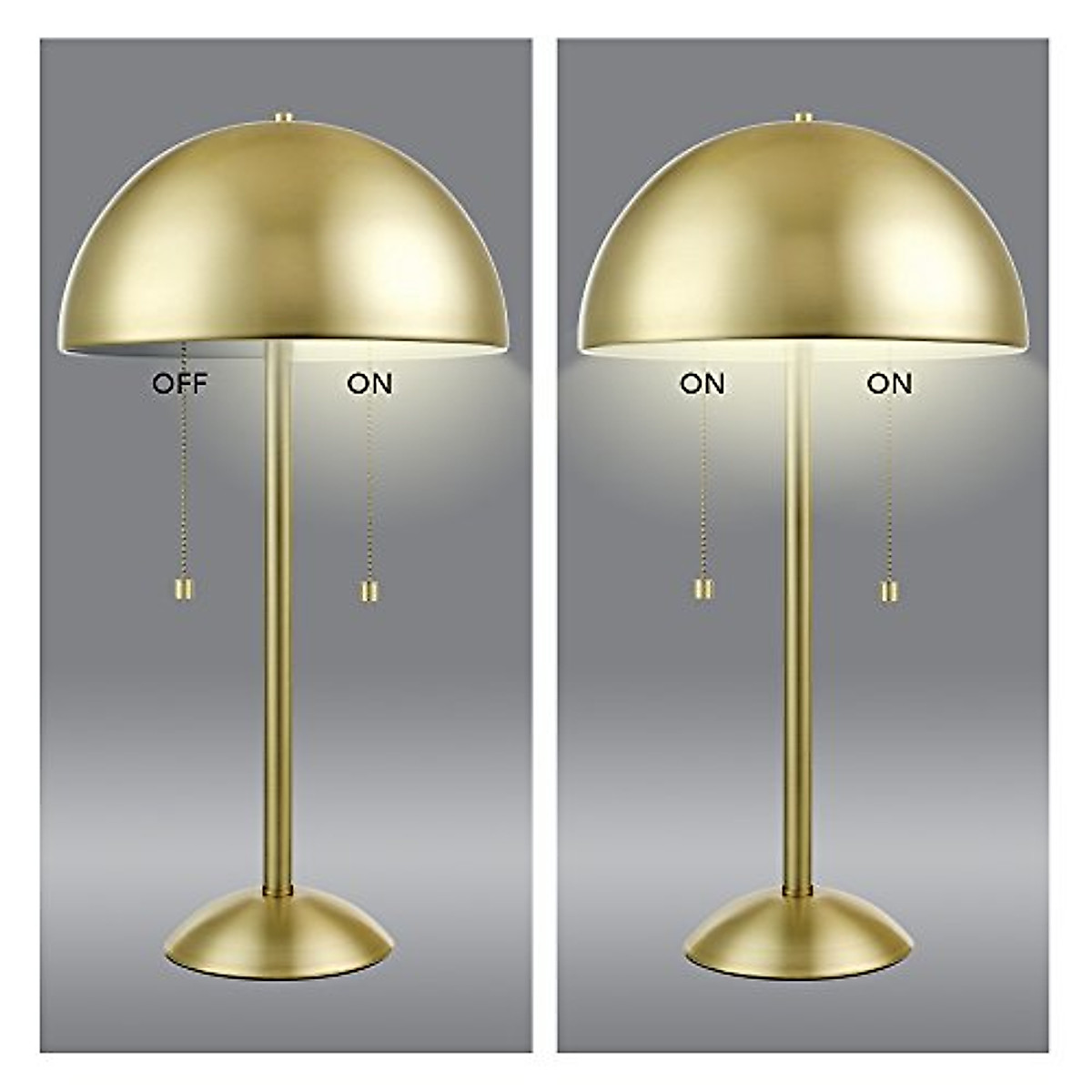 Globe Electric 12976 Haydel 21" 2-Light Table Lamp, Matte Brass, Double On/Off Pull Chain