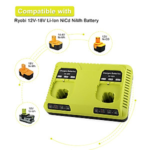 ANTRobut 2Pack Replacement for Ryobi 18V Battery 3.5Ah + 2-Port P117 Ryobi Battery Charger for Ryobi ONE+ P108 P107 P105 P104 P103 P102