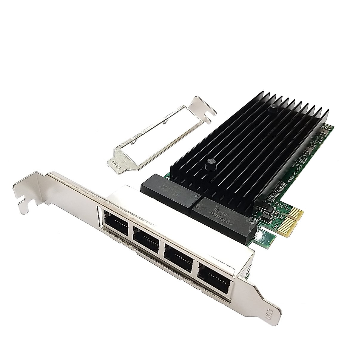 HINYSENO 4 Port RJ-45 10/100/1000Mbps PCI-Express x 4 Gigabit Ethernet Server Adapter Quad-Port Network Interface Controller Card for Intel 82576 Chipset, Compare to Intel 82576