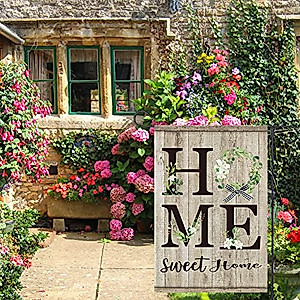 OPULANE Sweet Home Magnolia Wreath Garden Flags Vertical 12x18 Inch Double Sided Burlap Farmhouse Rustic Outside House Flags Spring Summer Yard Outdoor Decor (Small)