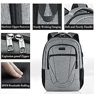 BIKROD Travel Laptop Backpack for Men and Women, Backpacks for School Teen Boys, Business Anti Theft Slim Durable Back Pack with USB Charging Port, Adult Computer Bag Gift 15.6 IN Laptop, Grey