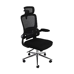 BAOMKONG Office Chair with Flip Up Arms High Back Desk Chair,Adjustable Headrest and Tilt Function,Support 360°Swivel Computer Chair Task Chair,Executive Chair (Black)