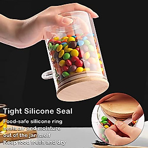 Set of 4 Airtight Glass Jars with Bamboo Lids and Spoons - 20oz Decorative and Durable Borosilicate Glass Canisters Perfect for Storing Coffee Beans,Tea,Flour,Sugar,Nuts,Candy,Bath Salts and More