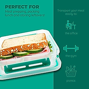 Biosmart Sandwich Container: Reusable, BPA Free Plastic Food Storage with Snap-Off, Leak-Proof Lid: 2 Pack