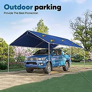 Quictent 10X20ft Upgraded Heavy Duty Carport Car Canopy Party Tent with Reinforced Steel Cables-Blue