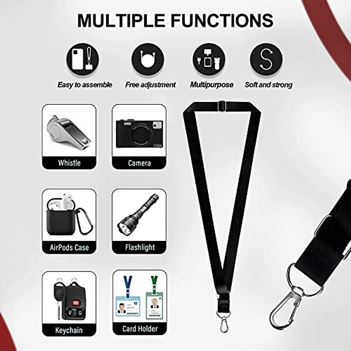 BFSD·DM Phone Lanyard,Cell Phone Lanyards for Around The Neck,Adjustable Nylon Phone Strap Crossbody Compatible with Most Smartphones with Full Coverage Case(Black)