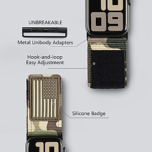 Tefeca Fortitude Series USA Flag Ultrawide Band Compatible with Apple Watch Ultra 2/Ultra 49mm, Series 10 46mm, Series 9/8/7 45mm, SE2/SE/6/5/4 44mm(Camo, XL for 49mm/46mm/44mm/49mm)