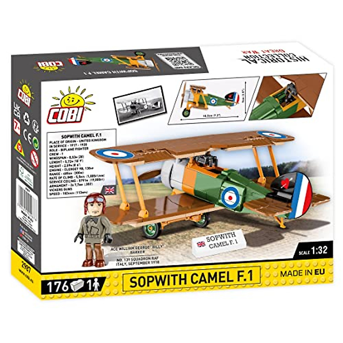 COBI Historical Collection Great War Sopwith F.1 Camel Plane, Multicolor, 175 pieces