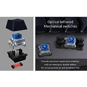 Truly Ergonomic Cleave Keyboard - Tactile Optical Mechanical Switches Better Than Cherry MX, Natural Typing, Comfortable Palmrest, Backlight, Strong Aluminum Body, Best Split Keyboard, Windows/Mac